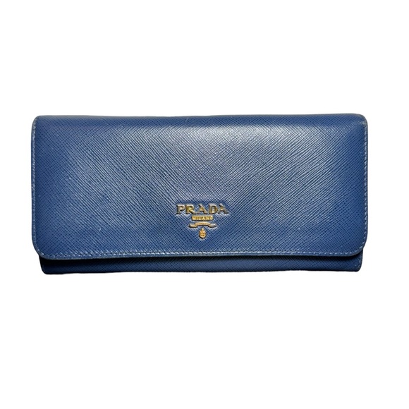 Prada | Bags | Prada Vintage Blue Continental | Poshmark
